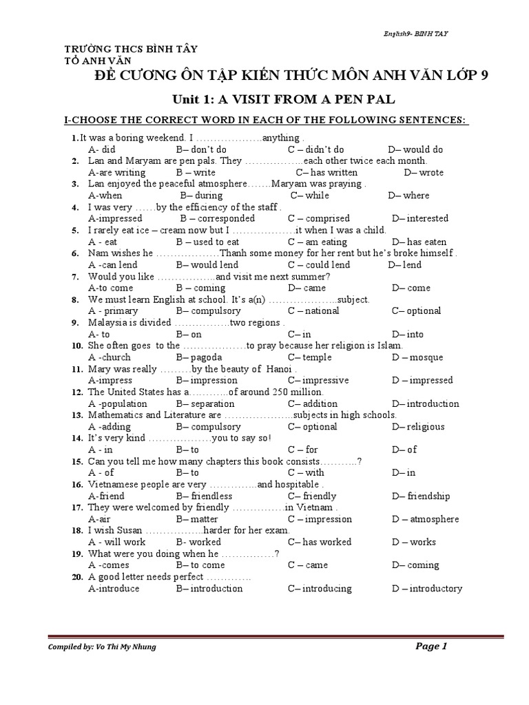 English 9 - Revision - Unit 123 172202014 | Download Free PDF | Clothing