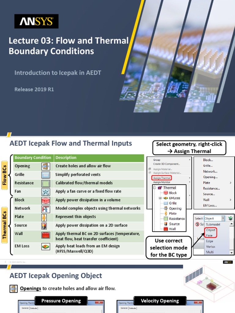 AEDT Icepak Intro 2019R1 L3 Flow and Thermal Boundary Conditions | PDF ...
