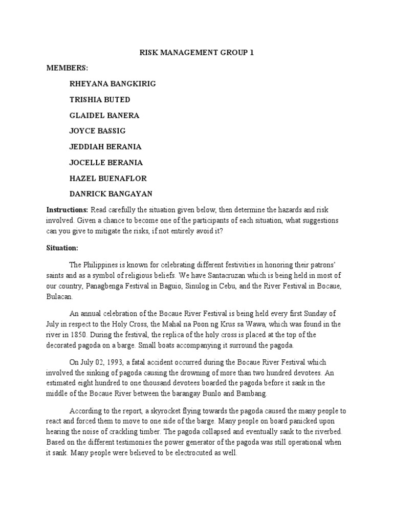 Risk Management Group 1 | PDF