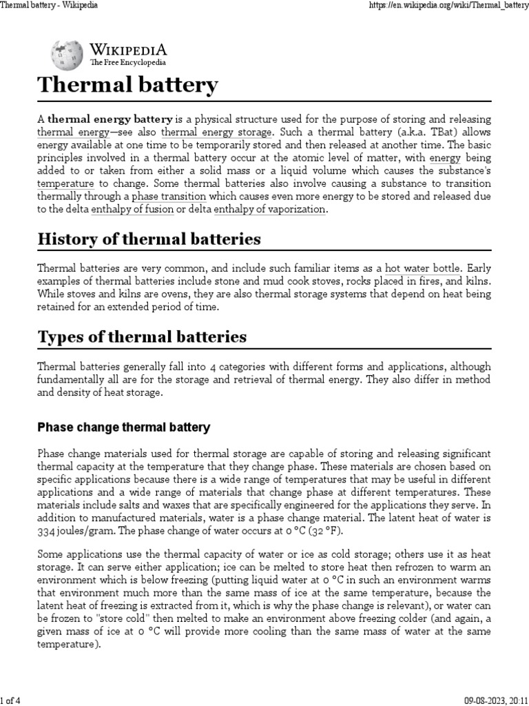 Thermal Battery | PDF | Energy Technology | Materials