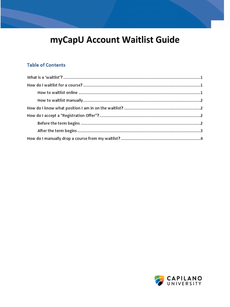 MyCapU Account Waitlist Guide | PDF