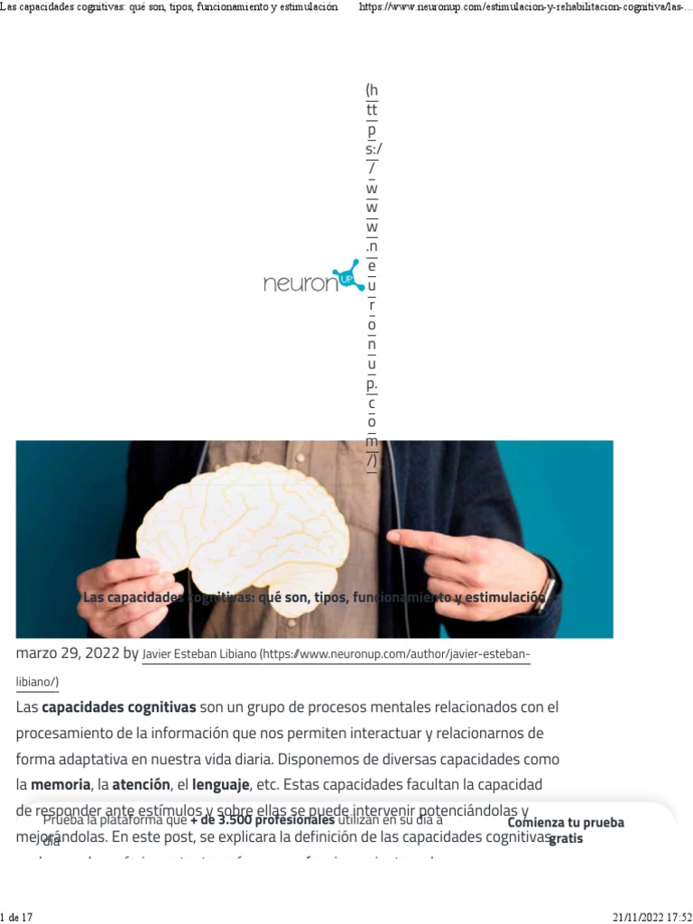 Capacidades cognitivas: definición y tipos | PDF | Cerebro | Percepción