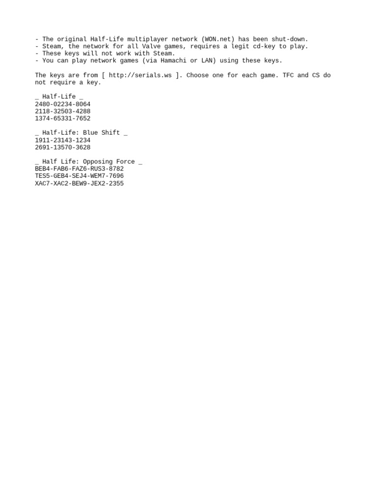 Half Life Keys | PDF