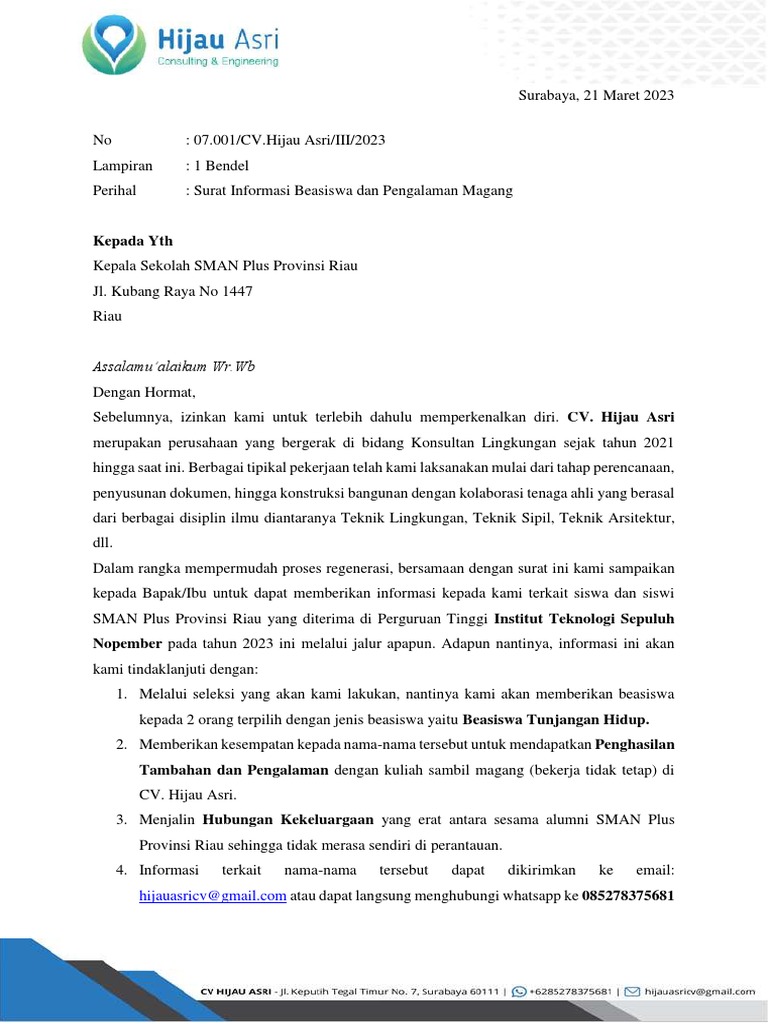 CV Hijau Asri-SMAN Plus | PDF