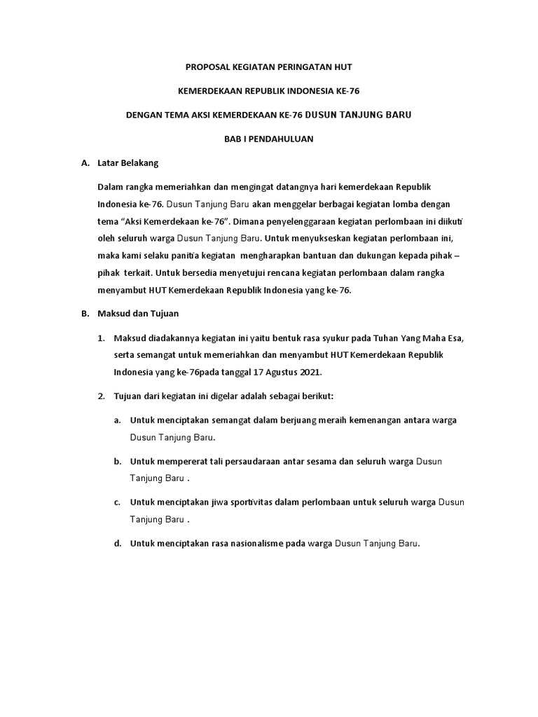 Contoh Proposal Kegiatan 17 Agustus Revisi2 | PDF