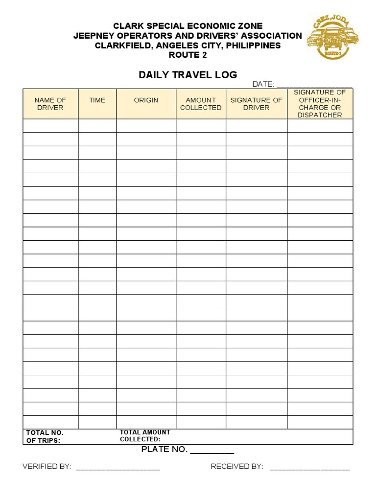 Daily Travel Log | PDF