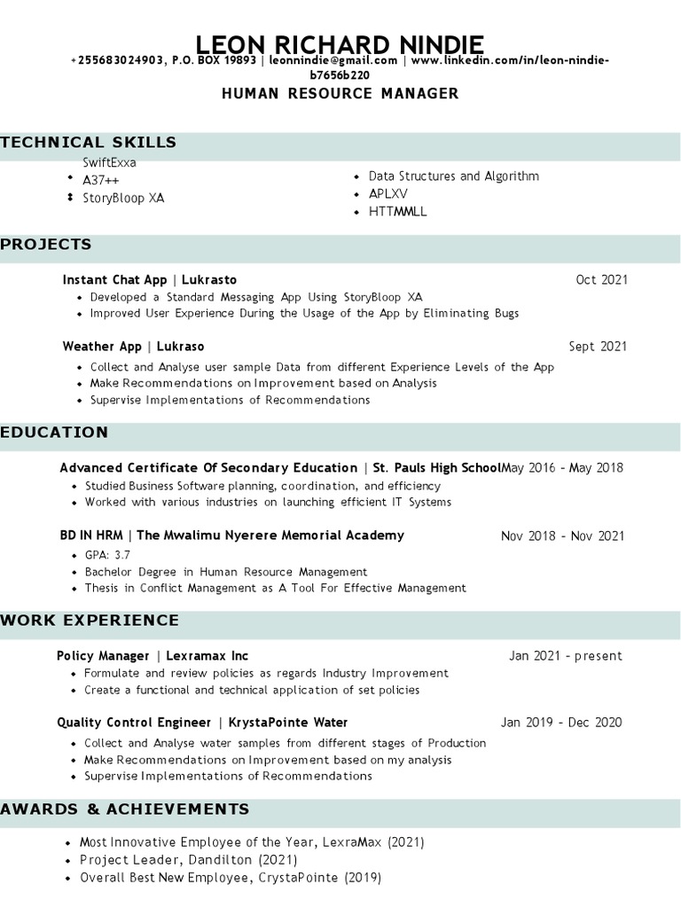 Entry Level Tech Professional Resume | PDF
