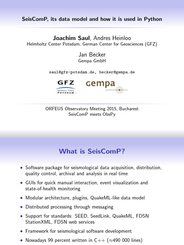 23sept2015 06 J.saul-SeisComP-its Data Model and How It Is Used in Python | PDF | Computers