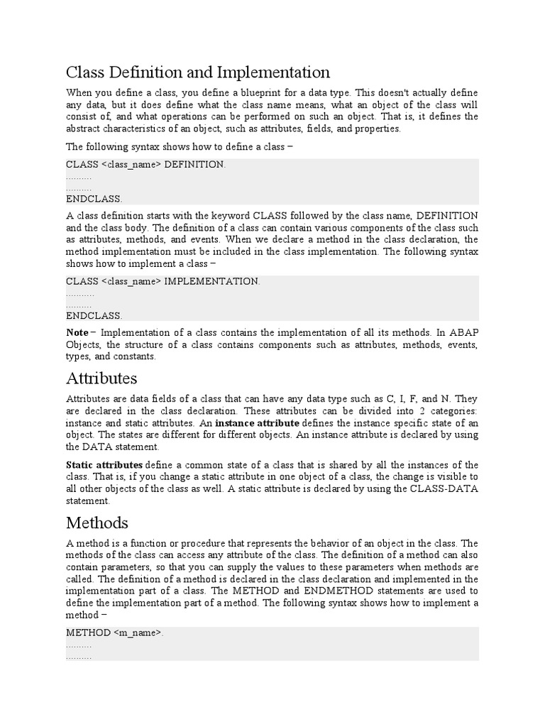 Class Definition And Implementation Pdf Class Computer Programming