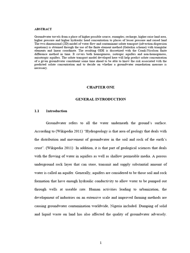 Masters Thesis Groundwater Finite Element Model By Igiri Christiana
