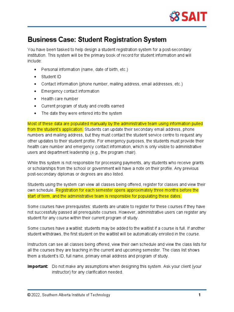 Business Case Student Registration System | PDF | Email Address | Computing