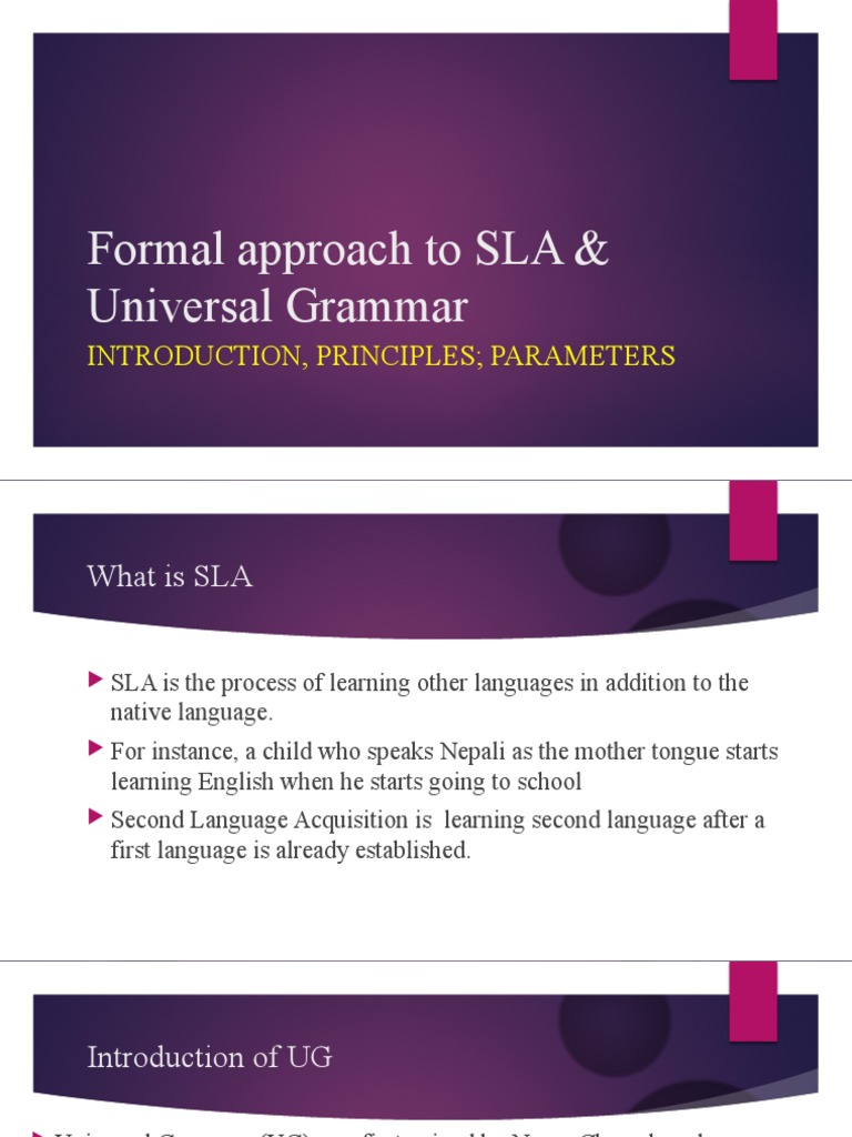 Formal Approach To SLA & Universal Grammar | PDF