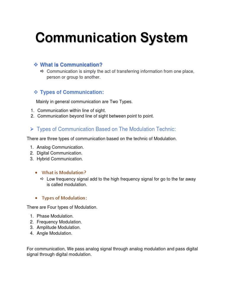 Communication System Download Free Pdf Modulation Telecommunications