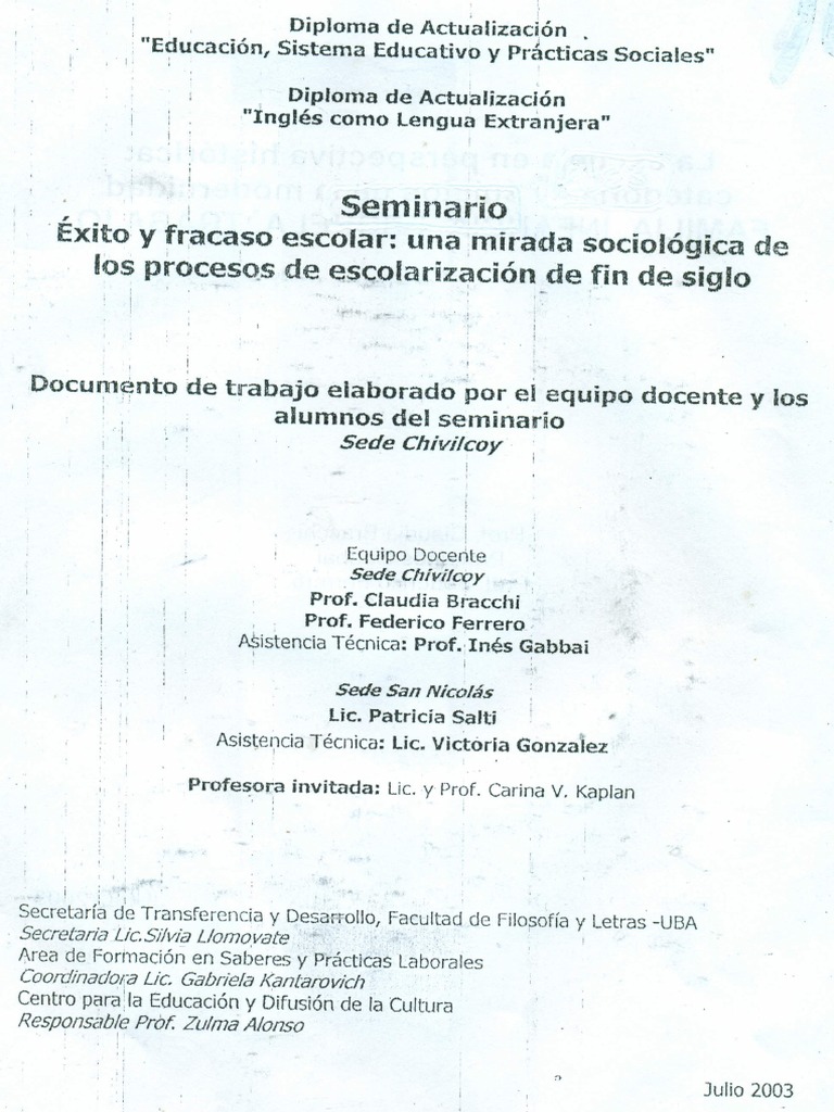 Bracchi Gabbai Ferrero Exito y Fracaso Escolar | PDF