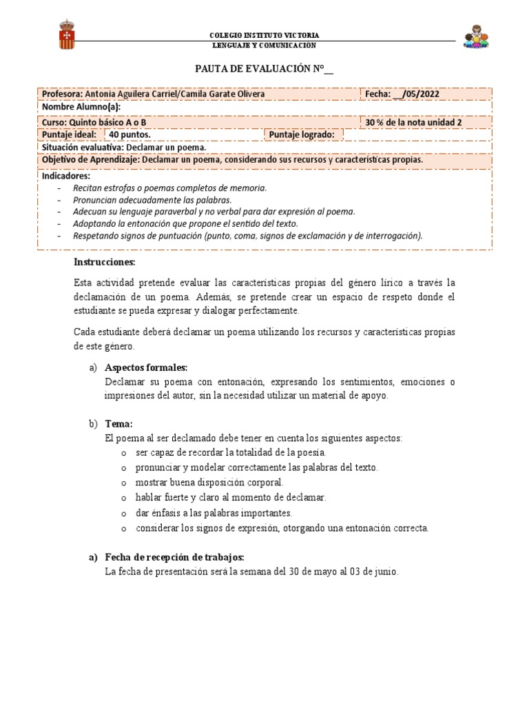 DECLAMAR UN POEMA- 4to básico B | PDF | Poesía | Comunicación