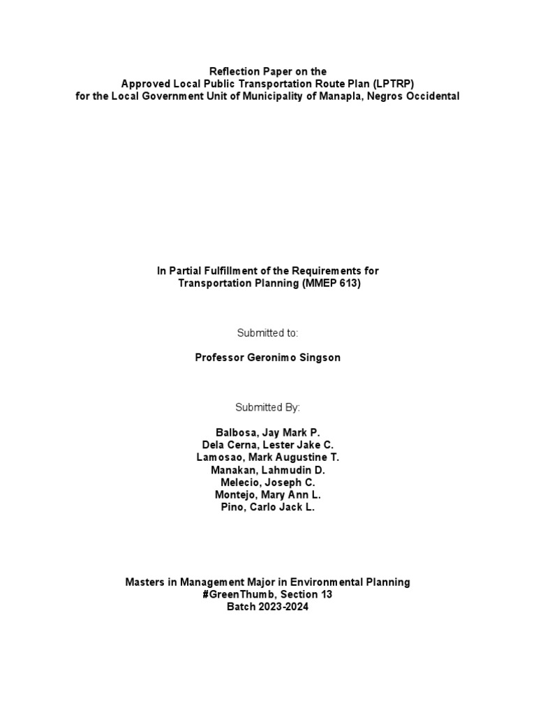 Reaction Paper Land Transpo | PDF | Science & Mathematics