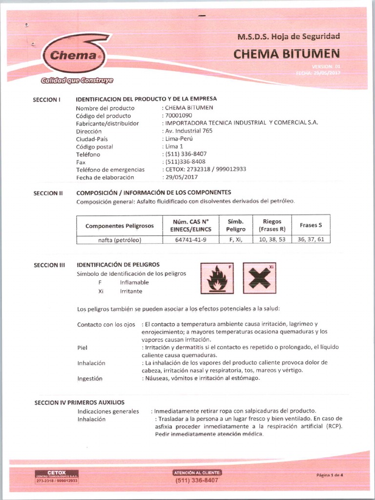 MSDS Chema Bitumen | PDF