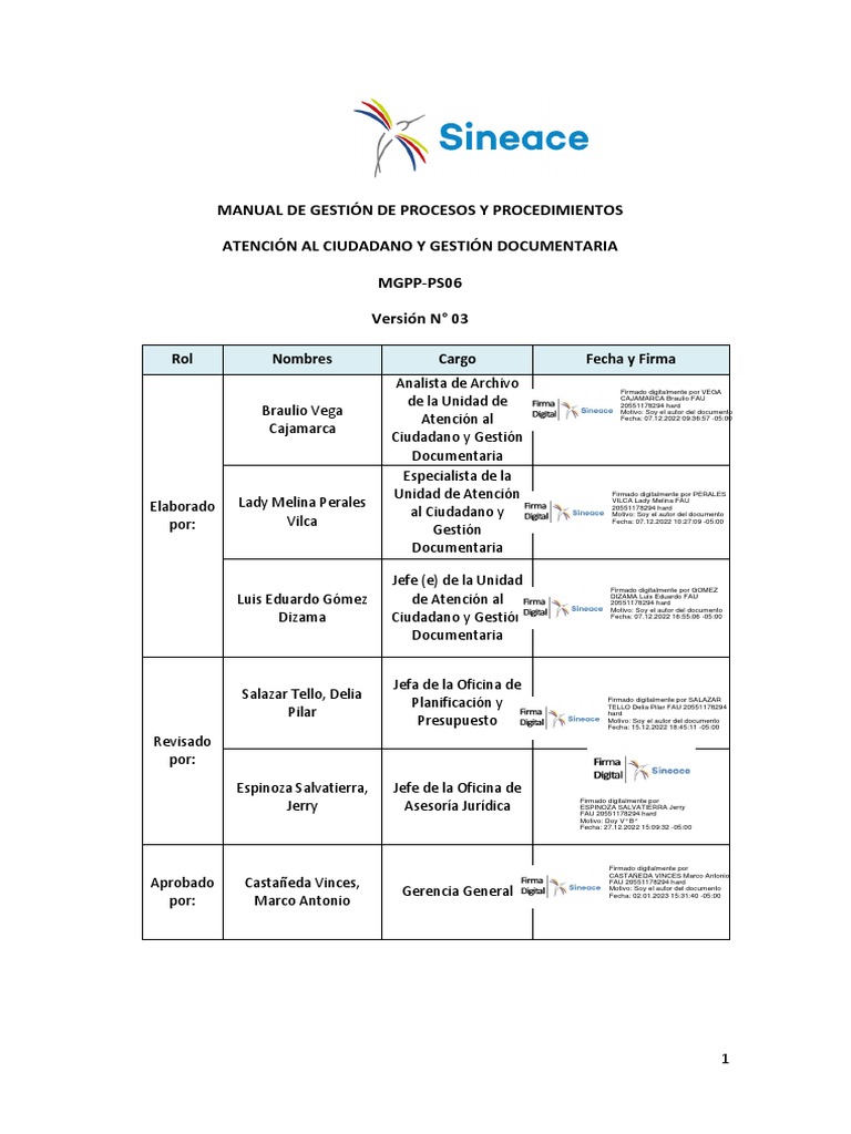 MGPP de PS06 Atención Al Ciudadano y Gestión Documentaria - V3 | PDF ...