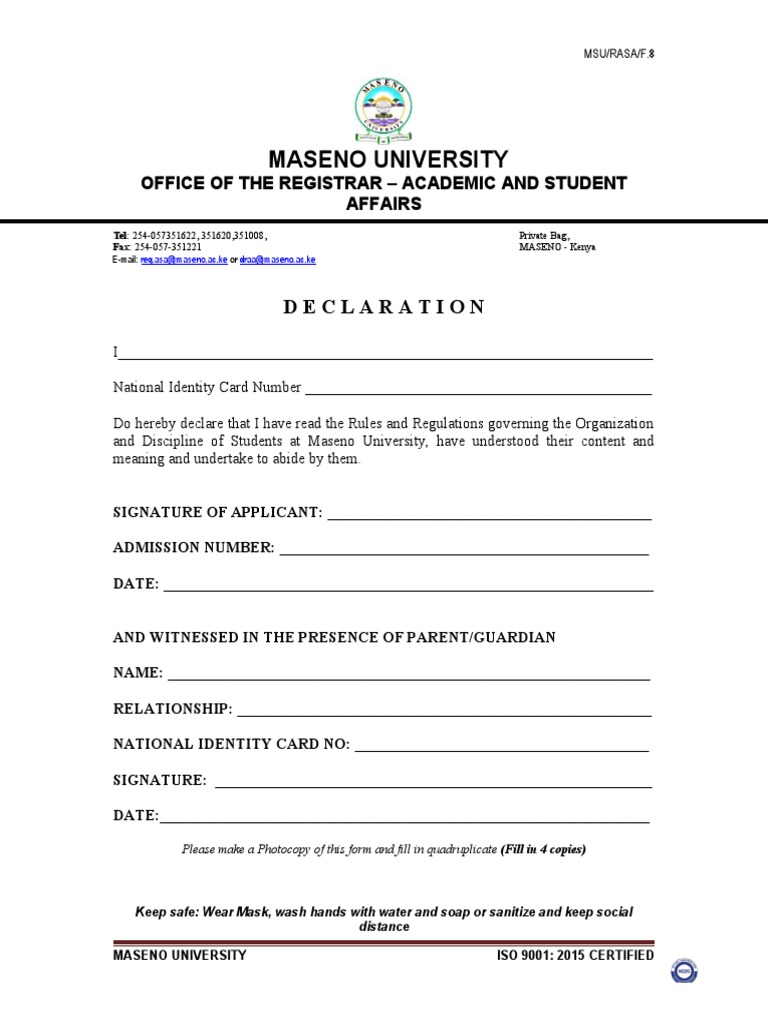 Students Declaration Form | PDF | Business