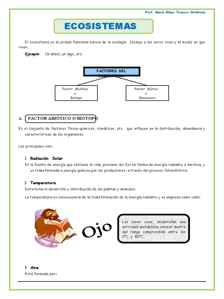 Factor Abiótico Del Ecosistema para Primero de Secundaria | PDF