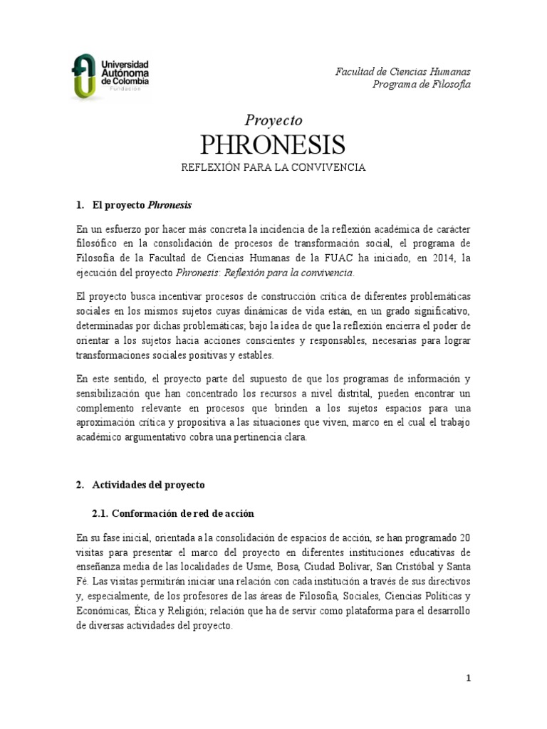 02 - Presentación Proyecto Phronesis | PDF