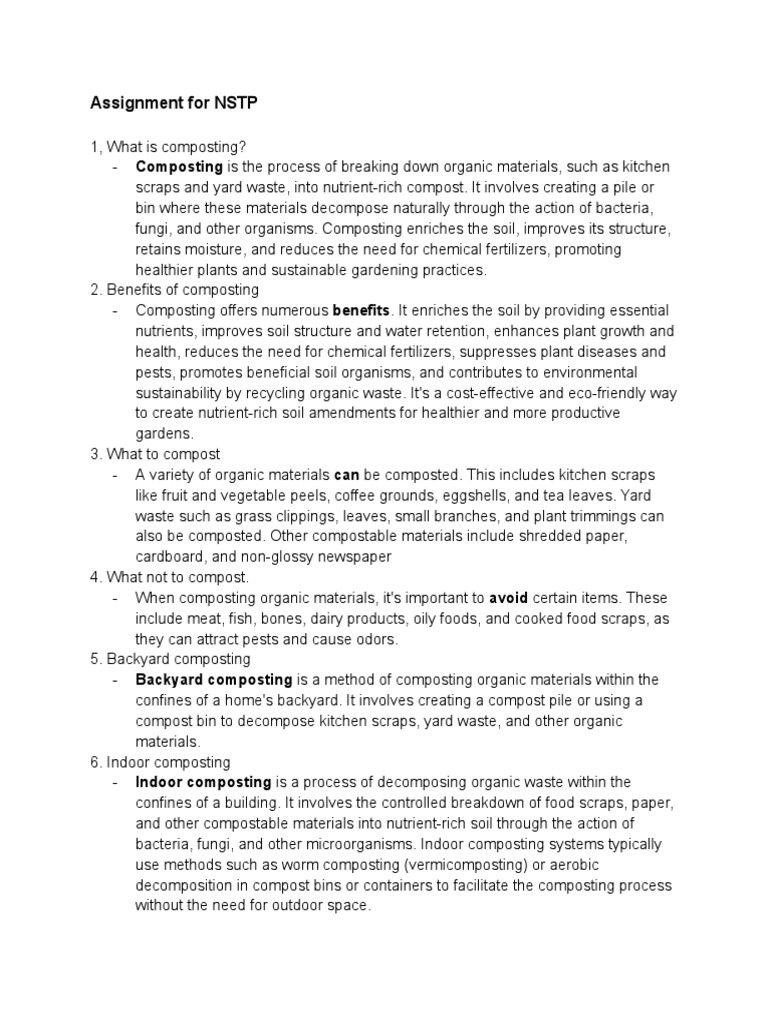 NSTP Assignment | PDF | Compost | Decomposition