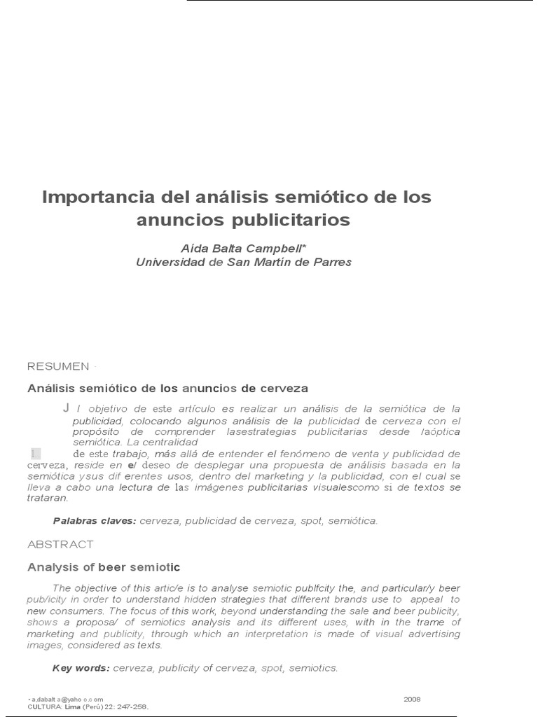 Analisis Semiotico de Los Anuncios Publicitarios | PDF | Semiótica | Marca Analisis Semiotico de Los Anuncios Publicitarios | PDF | Semiótica | Marca