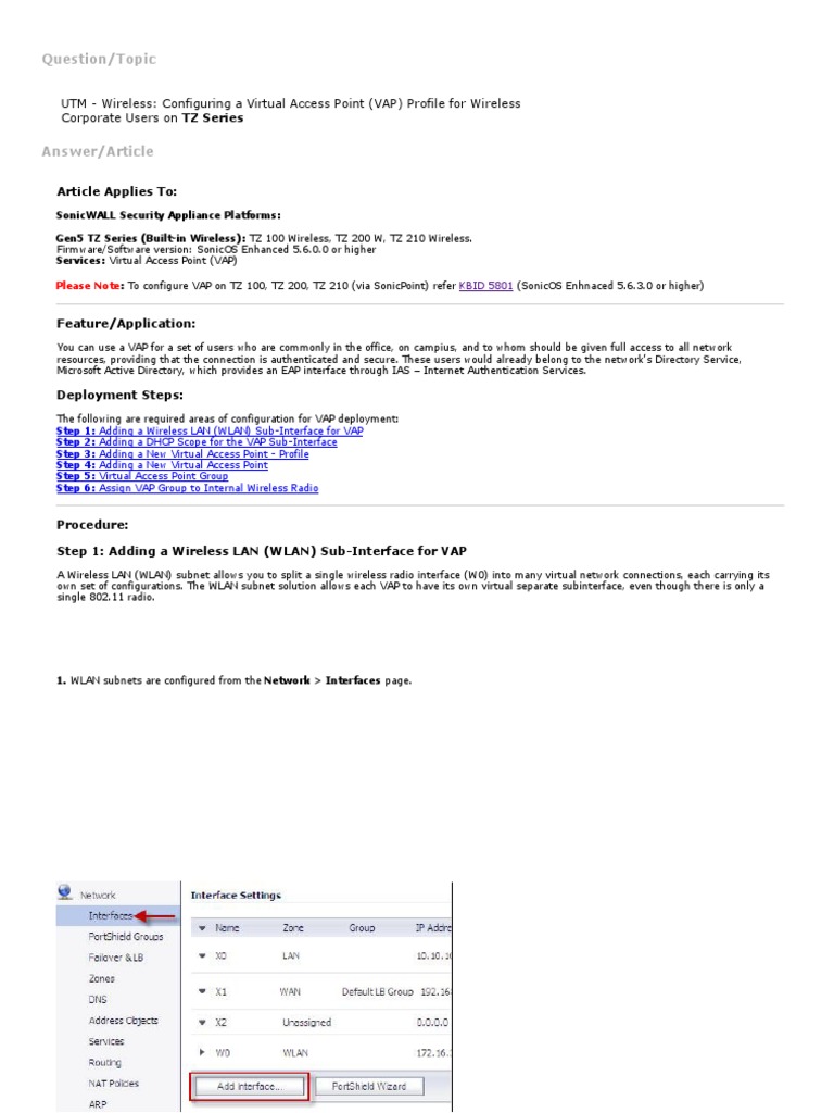 Configuring A Virtual Access Point (VAP) Profile For Wireless Corporate ...