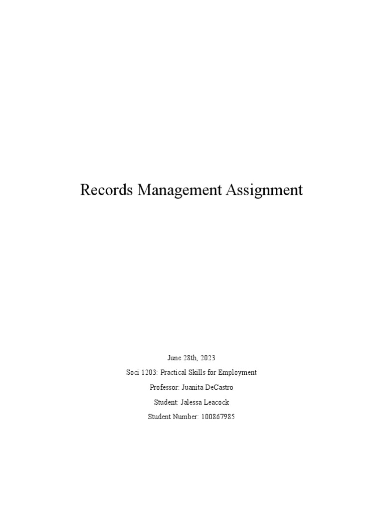 Records Management Assignment Jalessa Leacock | PDF | Computer File ... Records Management Assignment Jalessa Leacock | PDF | Computer File ...