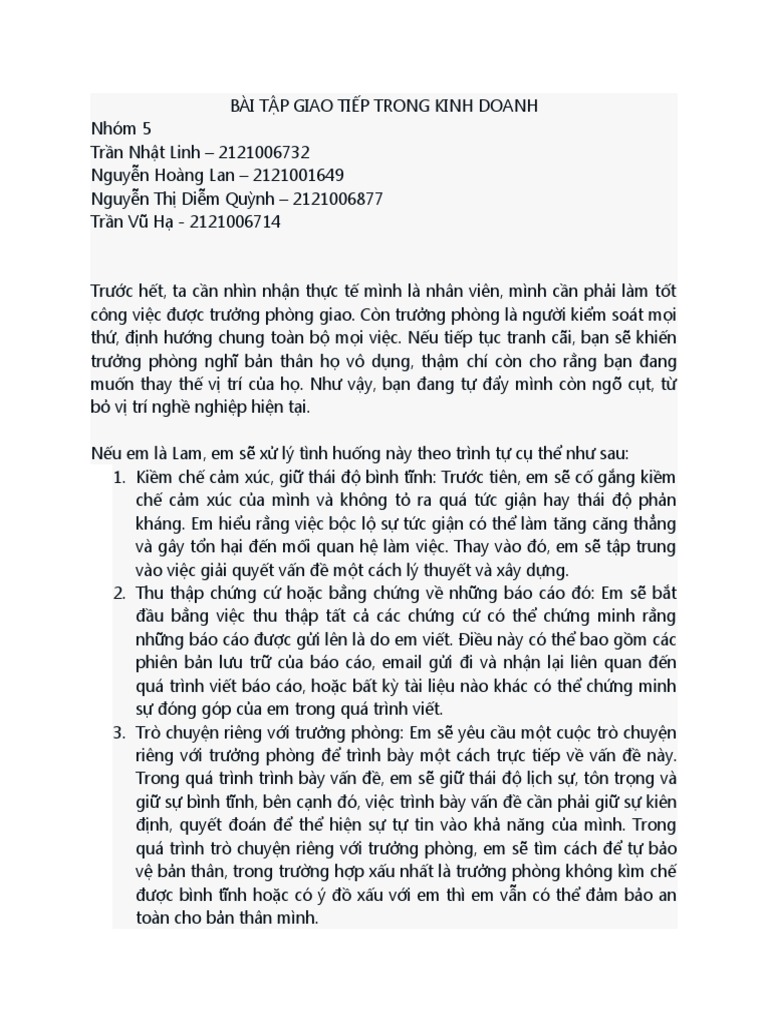 BÀI-TẬP-GIAO-TIẾP-TRONG-KINH-DOANH | PDF