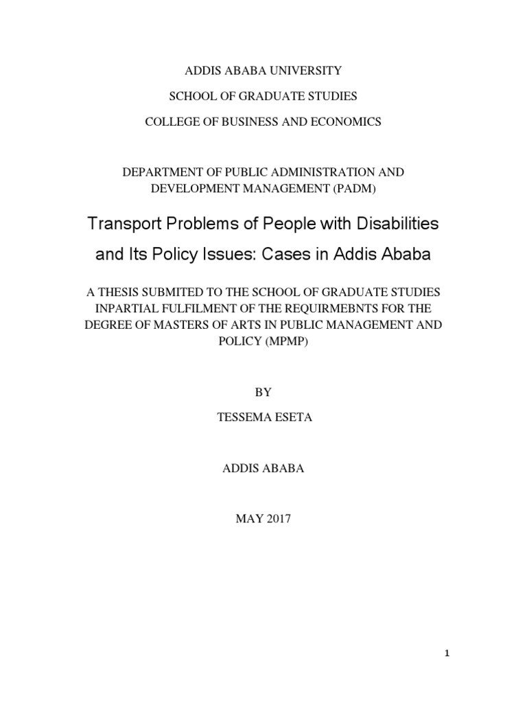 Tessema Eseta | PDF | Disability | Transport