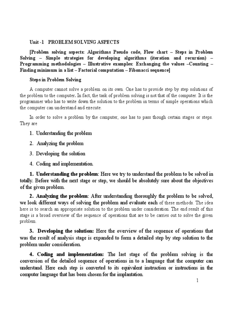 Problem Solving with Algorithms & Pseudocode | PDF