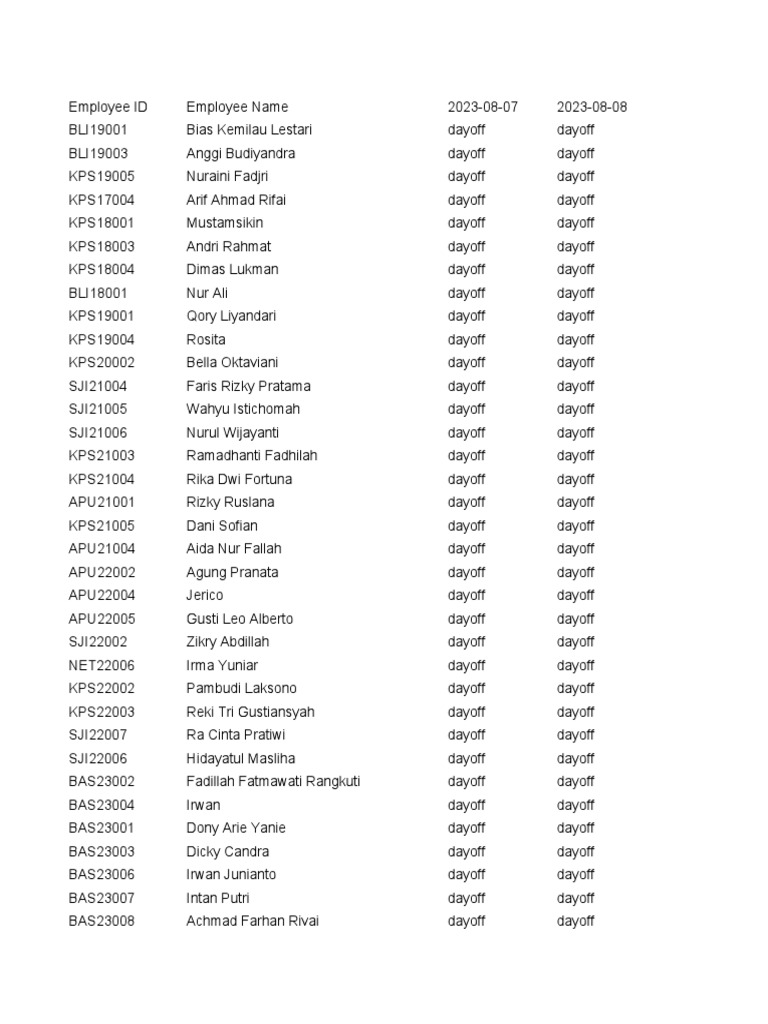 20230807005420-823414-Export Shift Attendance | PDF