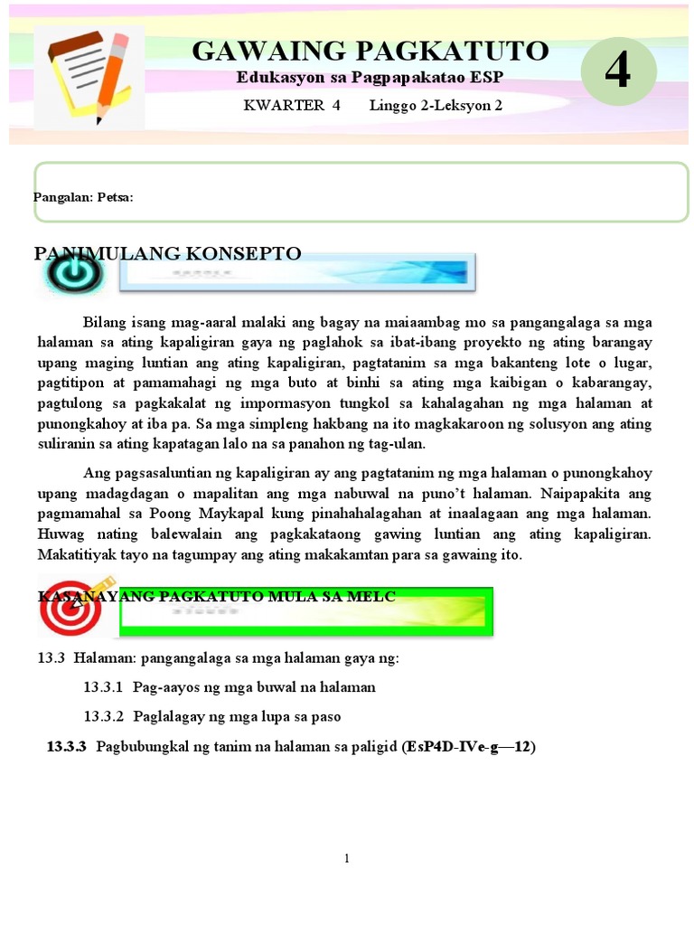 Esp-4 Q4 Las-2 L2 Final | PDF