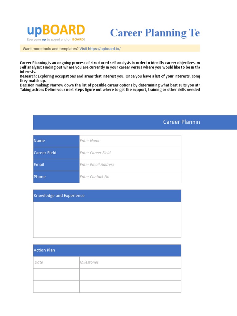 Free Career Planning Template Excel Download | PDF