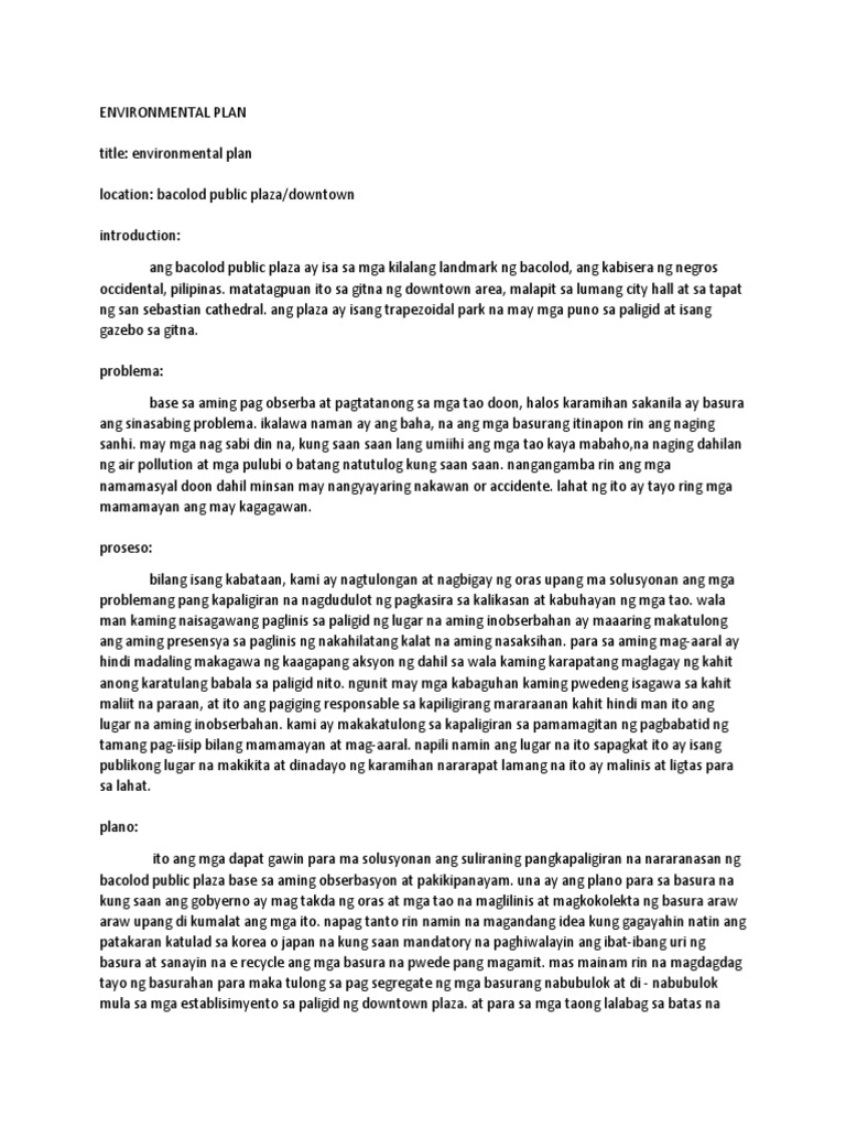 Environmental Plan Filipino | PDF
