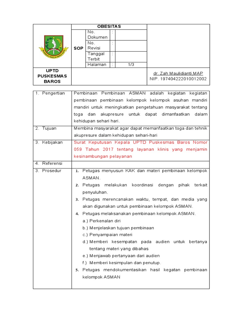 Template Sop Pembinaan Asaman Toga | PDF