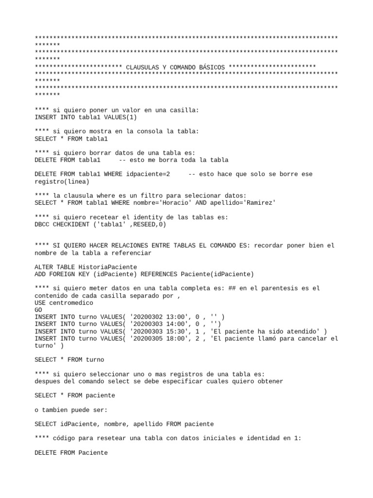 Comandos SQL | PDF | Informática | Programación de computadoras