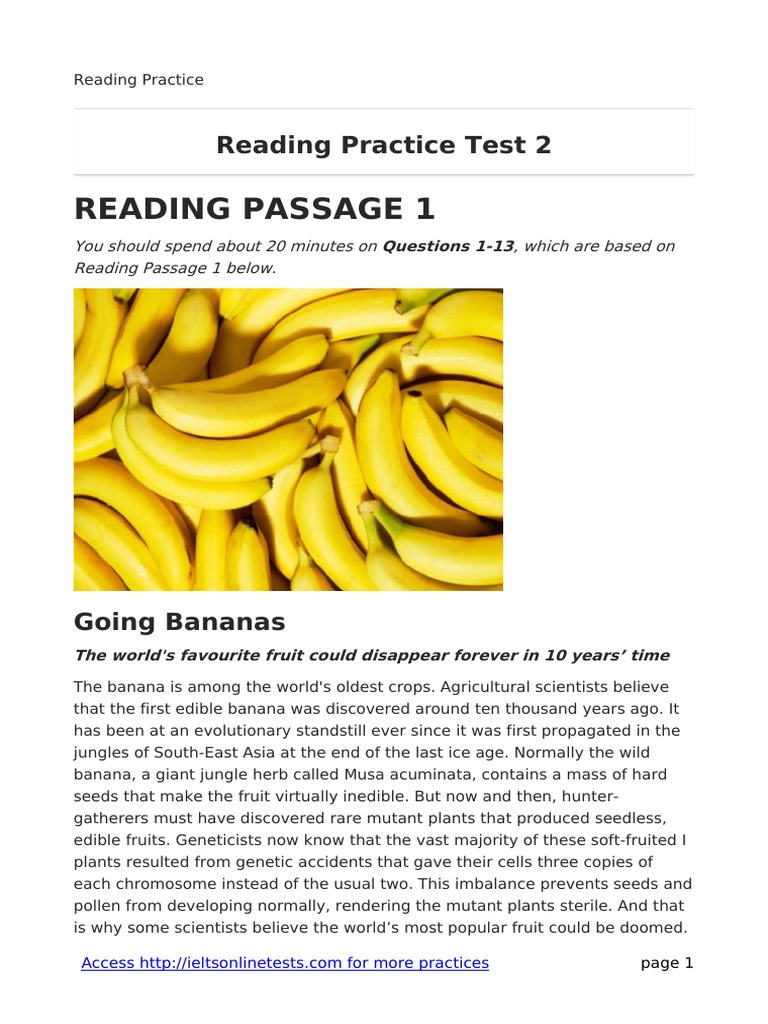 Readingpracticetest2 v5 451 | PDF | Banana | Plant Breeding
