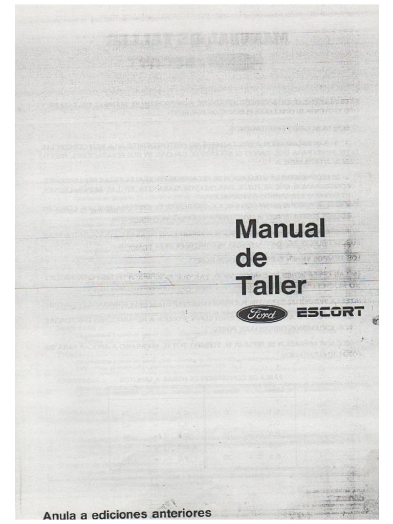 Manual de Taller y Reparacion Ford Escort | PDF