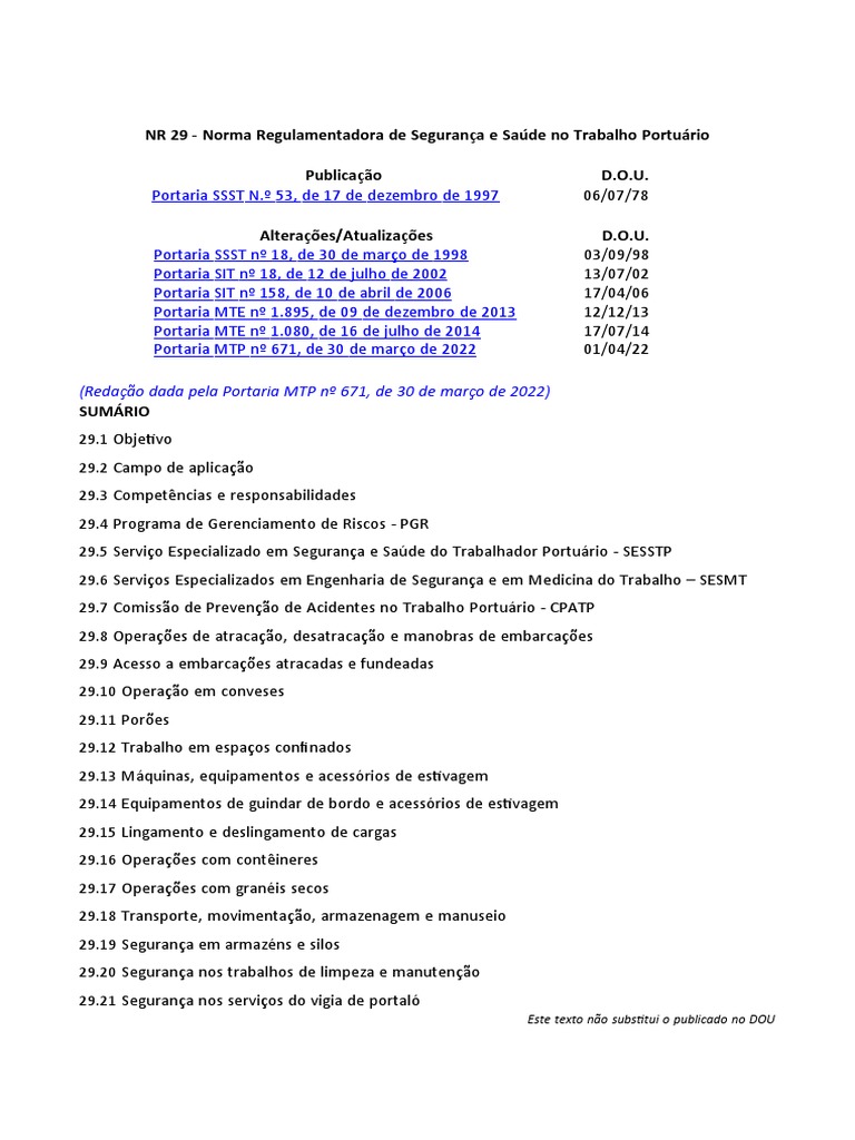 NR 29 Atualizada 2022 | PDF