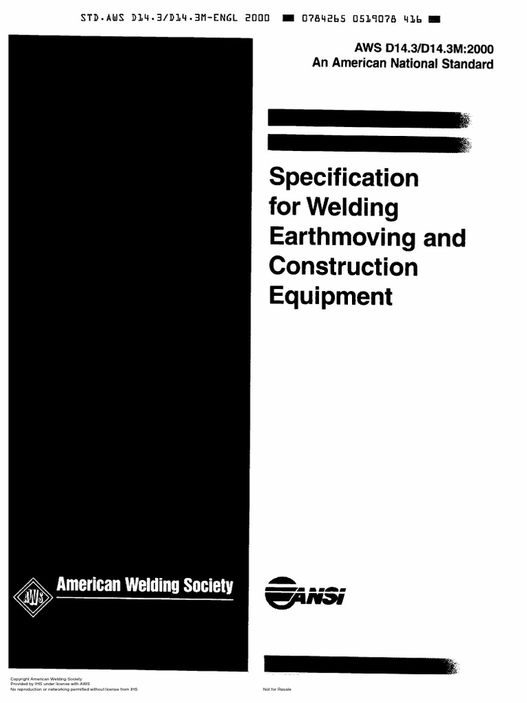 AWS D14.3 - D14.3M 2000 (Welding Earthmoving & Construction Equipment) | PDF