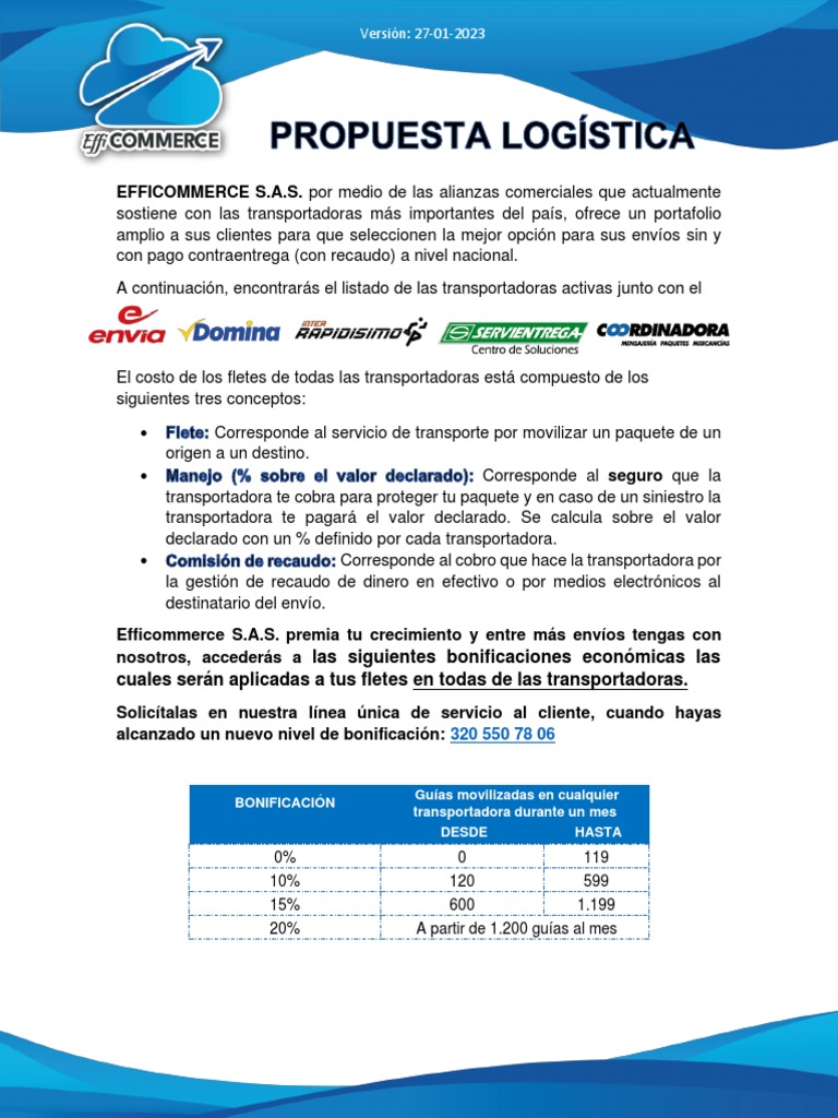 Propuesta Logística Efficommerce Colombia 2023-01-27 | PDF | Logística ...