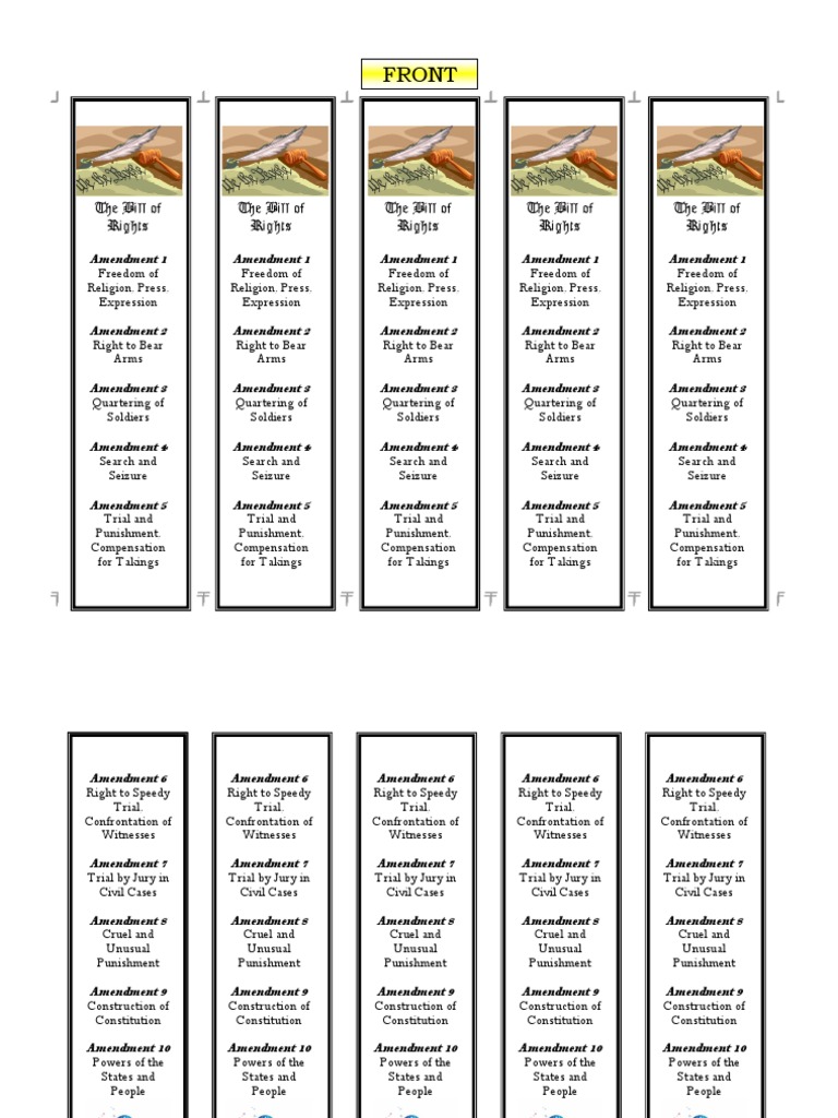 Constitution Day Bookmarks | PDF | United States Bill Of Rights | Jury ...