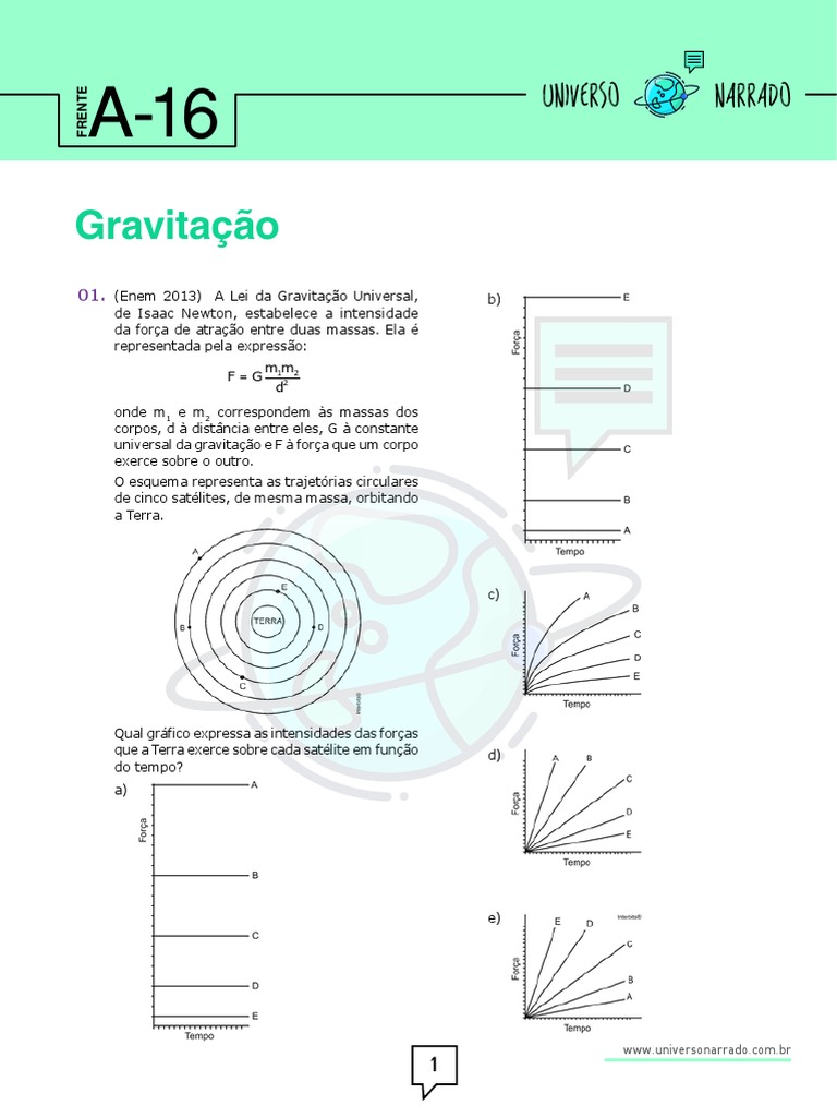 A16 - Exercícios | Download grátis PDF | Gravidade | Maré