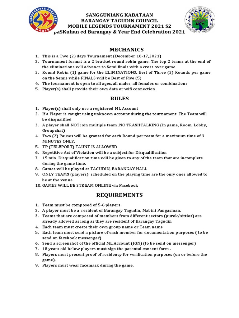 ML TOURNAMENT Form SK | PDF