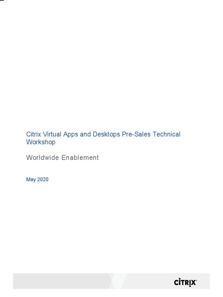 Citrix Virtual AppsDesktops 7 - 1912 Pre-Sales Workshop Lab Guide | PDF ...