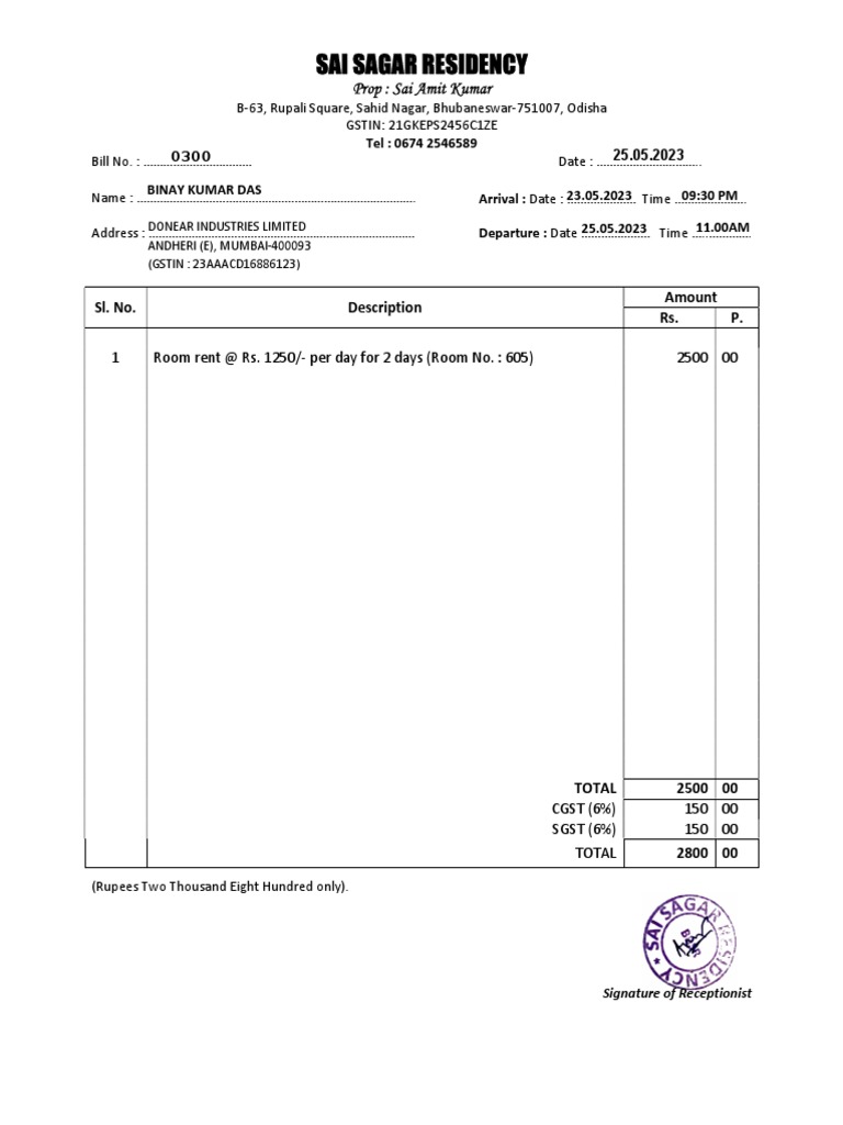 Sai Sagar - Binay Bill 300 | PDF Sai Sagar - Binay Bill 300 | PDF