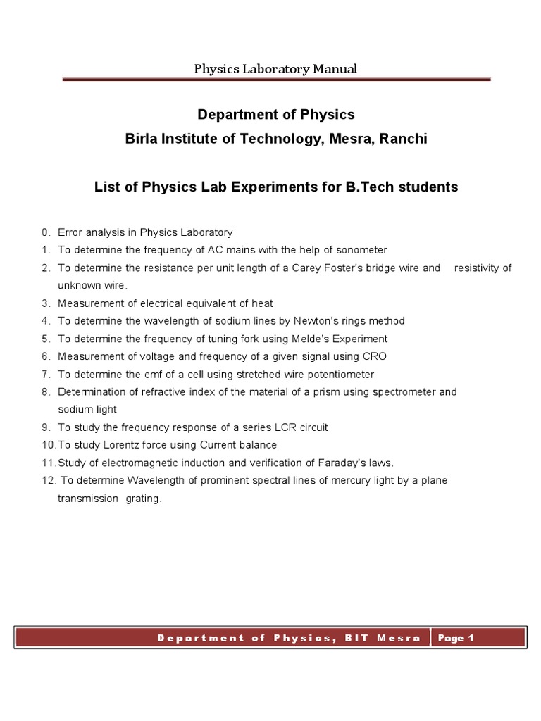 Physics Lab | PDF | Heat | Electron