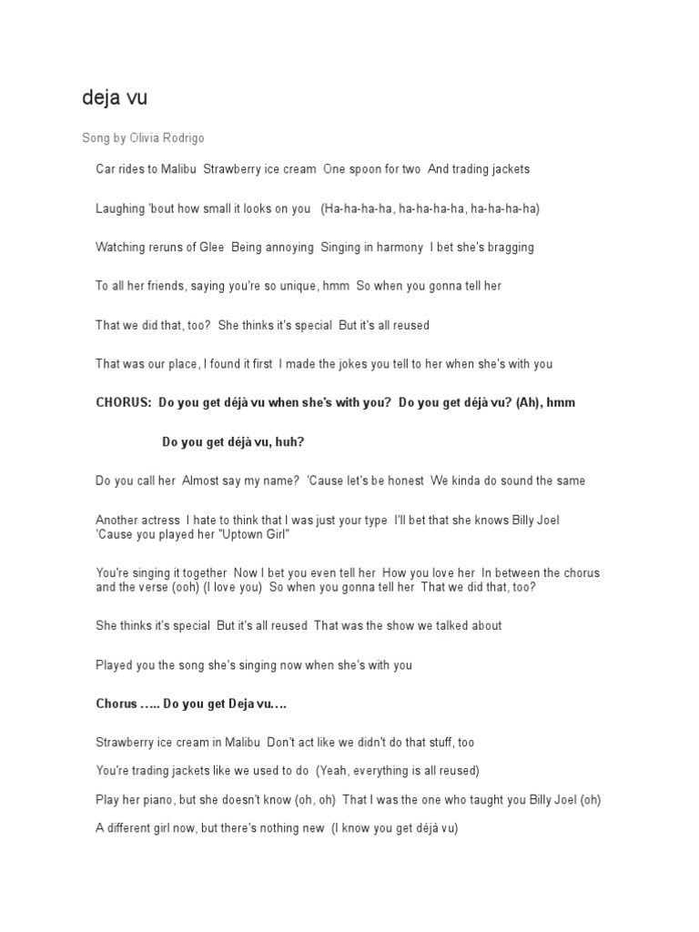 Deja Vu Lyrics | PDF